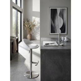 KADIMA DESIGN Barhocker Edelstahl H&ouml;henverstellbar R&uuml;ckenlehne Drehbar, Wei&szlig; 43x43x90 cm