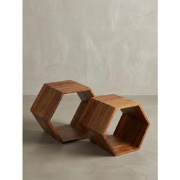 KADIMA DESIGN Beistelltisch Set &ndash; 2-teilig, Massivholz braun, klein