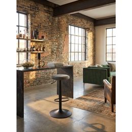 KADIMA DESIGN Barhocker &ndash; Grau, Wildlederoptik, h&ouml;henverstellbar, ohne Lehne, 58&ndash;79 cm, Stoff/Metall, 100 kg