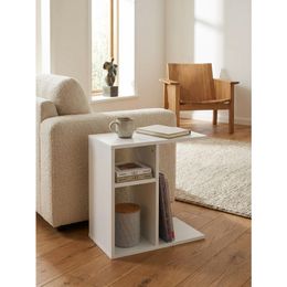 KADIMA DESIGN Beistelltisch Holz Modern Eckig, Wei&szlig; 50x30x50 cm