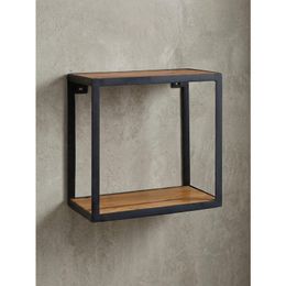 KADIMA DESIGN Wandregal Massivholz Metall Industrial Stil 35x18x35 cm Quadratisch