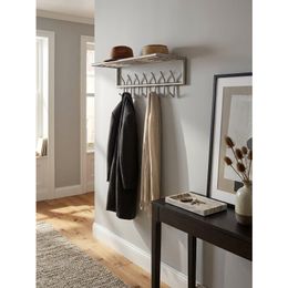 KADIMA DESIGN Wandgarderobe Metall Silber Modern 74,5x29x30 cm mit Ablage und Hutablage