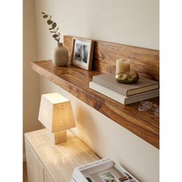 KADIMA DESIGN Wandregal MUMBAI Massivholz H&auml;ngend Landhausstil, Dunkelbraun 60x23x17 cm