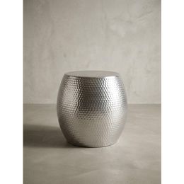 KADIMA DESIGN Beistelltisch Aluminium Rund Orientalisch Hammerschlag, Silbern 42x42x42 cm