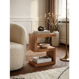 KADIMA DESIGN Beistelltisch Massivholz S Cube Landhausstil Design MUMBAI, Akazie 30x44x60 cm
