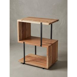 KADIMA DESIGN Beistelltisch &ndash; Akazie Metall S-Form 45x60x30 cm