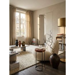 KADIMA DESIGN Beistelltisch Massivholz Metallbeine Baumstammform Landhausstil AKOLA, Dunkelbraun 28x28x55 cm