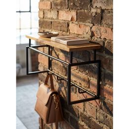 KADIMA DESIGN Wandgarderobe Mango Massivholz Metall Modern 71x29x20 cm mit Ablage und Kleiderstange