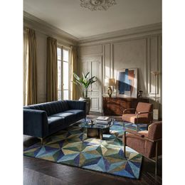 KADIMA DESIGN Wollteppich geometrisch Blau-Gr&uuml;n 160 x 230 cm - DERWENT Kadima