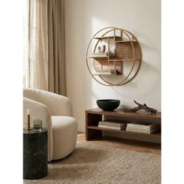 KADIMA DESIGN Wandregal Massivholz Metall Industrial Stil 62x62x17 cm Rund Wiener Geflecht