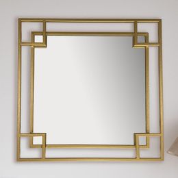 KADIMA DESIGN Wandspiegel mit Rahmen H&auml;ngend Quadratisch Metall Eisen Modern , Gold 60x3x60 cm