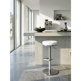 KADIMA DESIGN Barhocker Edelstahl H&ouml;henverstellbar Drehbar Standfu&szlig; Gepolstert, Wei&szlig; 38x38x82 cm