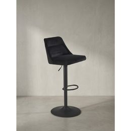 KADIMA DESIGN Barhocker Samt Lehne H&ouml;henverstellbar Trompetenfu&szlig; Gepolstert, Schwarz 45x51x106 cm