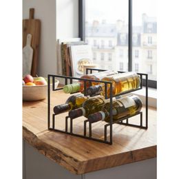 KADIMA DESIGN Weinregal Metall Modern Stil f&uuml;r 6 Flaschen tischf&auml;hig 29x21x25cm