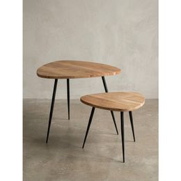 KADIMA DESIGN Beistelltisch Set &ndash; 2-teilig Akazie Massivholz Metallgestell