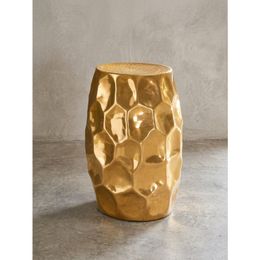 KADIMA DESIGN Beistelltisch Aluminium Orientalisch Rund Hammerschlag, Gold 30x29x47 cm