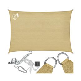 TecTake&reg; Sonnensegel, HDPE mit 185 g/m&sup2; und 87 % UV-Schutz, f&uuml;r Balkon, Garten und Terrasse, umfangreiches Montagematerial