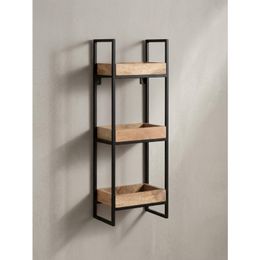 KADIMA DESIGN Wandregal Mango Massivholz Metall Industrial Stil 27x77x18 cm Rechteckig mit 3 Ablagen