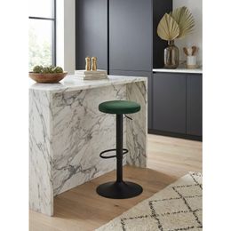 KADIMA DESIGN Barhocker Samt H&ouml;henverstellbar Ohne Lehne Drehbar Metallgestell, Gr&uuml;n 40x40x79 cm