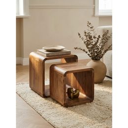 KADIMA DESIGN Beistelltisch Set &ndash; 2-teilig Akazie Massivholz W&uuml;rfelform
