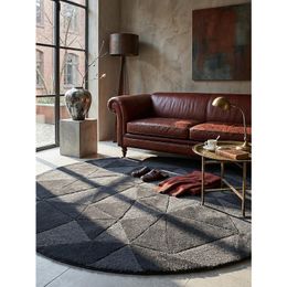 Wollteppich geometrisch Anthrazit &Oslash;160 cm - DEBEN KADIMA DESIGN