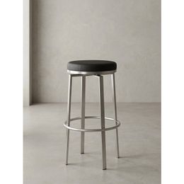 KADIMA DESIGN Barhocker &ndash; Edelstahl Schwarz, drehbar, gepolstert, 42x76x42 cm, WL1.947