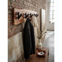 KADIMA DESIGN Wandgarderobe Akazie Massivholz Metall Modern 60x17x9 cm