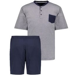 Herren Gro&szlig;e Gr&ouml;&szlig;en | Ceceba Kurzer Schlafanzug mit Serafinokragen Farbe marine Gr&ouml;&szlig;e: 60/62