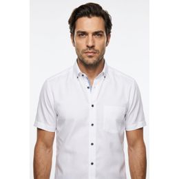 OLYMP Herren Kurzarmhemd "Luxor"wei&szlig;, Gr. 41, Web, Obermaterial: 100% Baumwolle, Hemden, Businesshemd, modern fit, Button-down-Kragen