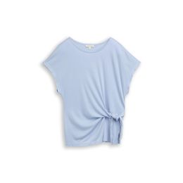 Tom Tailor Damen T-Shirt mit Knotendetail, blau, Uni, Gr. XXL