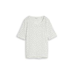 Tom Tailor Damen T-Shirt mit Punktemuster, wei&szlig;, Gepunktet, Gr. XXL
