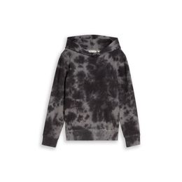 Tom Tailor Jungen Hoodie Sweatshirt mit Batikmuster, schwarz, Farbverlauf, Gr. 152