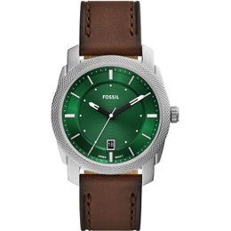Quarzuhr Fossil "MACHINE", braun (braun, gr&uuml;n), Armbanduhren, Herren, Quarzuhr, Armbanduhr, Herrenuhr, Lederarmband, analog, Tag