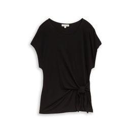 Tom Tailor Damen T-Shirt mit Knotendetail, schwarz, Uni, Gr. XXL