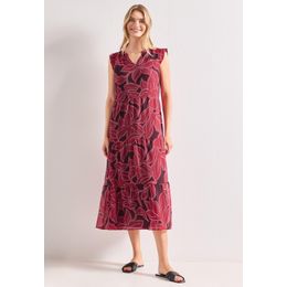 Maxikleid Street One, Damen, Gr. 34, EURO-Gr&ouml;&szlig;en, salsa rot, Stoff, Obermaterial: 100% Polyester. Unterkleid: 100% Modal, gemustert, comfort fit kn&ouml;chelfrei, V-Ausschnitt, R&uuml;schen, Kleider Maxikleid, mit allover Print
