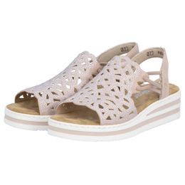 Keilsandalette Rieker, Damen, Gr. 40, altrosa, Lederimitat, unifarben, Schuhe, Schlupfsandale, Sommerschuh, Urlaubsschuh mit Glitzersteine