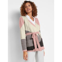 WITT Damen Strickjacke mit Intarsien-Muster, champagner-puder-gemustert, Gr&ouml;&szlig;e 40