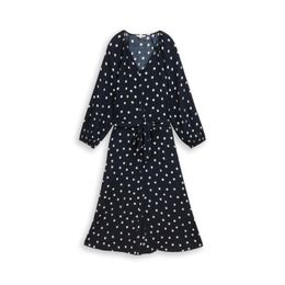 Tom Tailor Damen Maxi-Kleid mit Punktemuster, blau, Gepunktet, Gr. 36