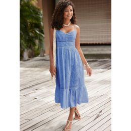 Buffalo Midi-Kleid, Blau, Gr. 38, Damen, Strandkleider, 100% Baumwolle