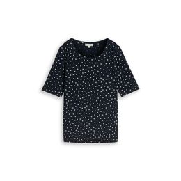 Tom Tailor Damen T-Shirt mit Punktemuster, blau, Gepunktet, Gr. XXL