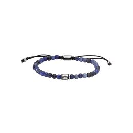 Armband Fossil "Schmuck Geschenk Edelstahl Armschmuck JEWELRY", blau (edelstahlfarben, schwarz, blau, blau), Armb&auml;nder, Damen, 24cm, Edelstahl, Armband, mit H&auml;matit, Tigerauge, Sodalith oder Malachit