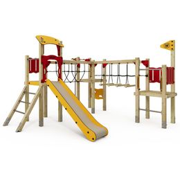 &Ouml;ffentlicher Spielturm PRO MAGIC Surf mit Kletteraufgang - Wackelbr&uuml;cke - Rutsche - 9x9 cm f&uuml;r Hotel & Gastronomie - Robuste Spielanlage Wickey