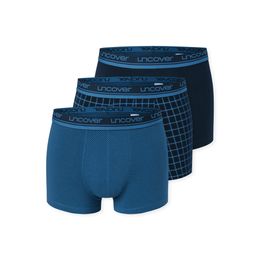 Boxer uncover by Schiesser "Uncover Cotton", Herren, Gr. S, blau (901, sonstiges), Single Jersey, Obermaterial: 95% Baumwolle, 5% Elasthan, k&ouml;rpernah, Unterhosen, ohne Eingriff, elastisch, Single Jersey-Qualit&auml;t, Logo-Bund