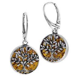 Paar Ohrh&auml;nger OSTSEE-SCHMUCK "- Lebensbaum 17 mm - Silber 925/000 - Bernstein" Gr. 36, silber (silber 925, silberfarben, wei&szlig;), Ohrringe, Damen, 36, Silber 925 (Sterlingsilber)