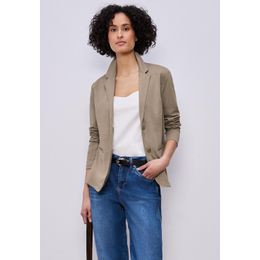 Sweatblazer Street One, Damen, Gr. 44, light terra mocha meliert, Jersey, Obermaterial: 93% Baumwolle, 7% Elasthan. light terra mocha melange und molten earth melange: 48% Baumwolle, 48% Polyester, 4% Elasthan, unifarben, normal normal, V-Ausschnitt, abgesteppt, Blazer, im soften Baumwoll-Mix