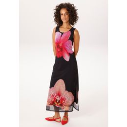 Aniston CASUAL Damen Sommerkleidschwarz, rot, fuchsia, wei&szlig;, pink, apricot, gelb, Gr. 46, bedruckt, gebl&uuml;mt, Netz, Obermaterial: 95% Polyester, 5%