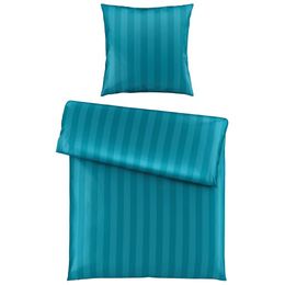 Novel Bettw&auml;sche Dobby, Blau, Textil, Streifen, 135x200 cm, Oeko-Tex&reg; Standard 100, atmungsaktiv, hautfreundlich, saugf&auml;hig, 100% feinster Baumwollsatin mit Seiden-Finish, weiche und anschmiegsame Oberfl&auml;che, Schlaftextilien, Bettw&auml;sche, Bettw&auml;sche, Satin-Bettw&auml;sche