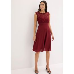 bonprix Damen Minikleid "Minikleid mit Spitze"rubinrot, Gr. 50, Obermaterial: 100% Polyester. Futter: 100% Polyester. Spitze: 100% Polyester,