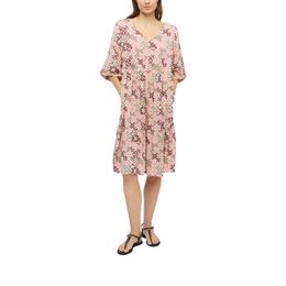 s.Oliver Damen Blusenkleid, rosa, Gr. 40, bedruckt, Web, Obermaterial: 95% Viskose, 4% Polyamid, 1% Elasthan, Kleider, Langes Sommerkleid mit Viskose