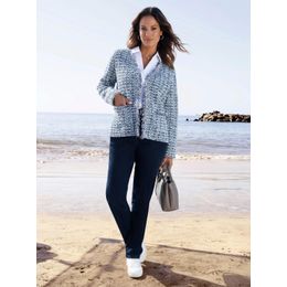 WITT Damen Cardigan, marine-ecru-gemustert, Gr&ouml;&szlig;e 38